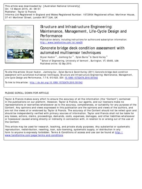Concrete Bridge Deck Condition Assessment With Automated Multisensor Techniques Pdf