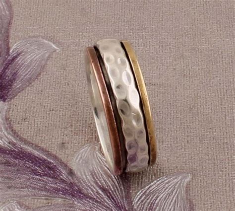Three Tone Ring 925 Sterling Silver Ringspinner Ringantique Etsy