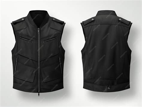 Black Vest Jacket Template Front And Back View Premium Ai Generated Image