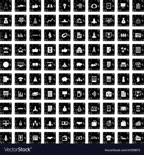 100 Startup Icons Set Grunge Style Royalty Free Vector Image