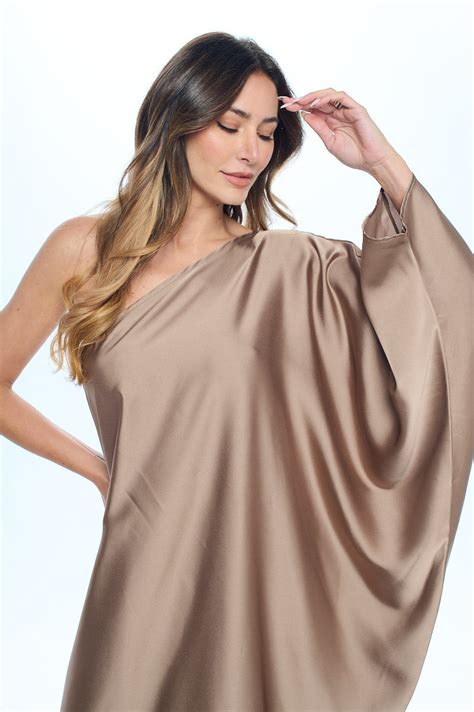Satin Oversize One Shoulder Asymmetrical Dress Reneecollection