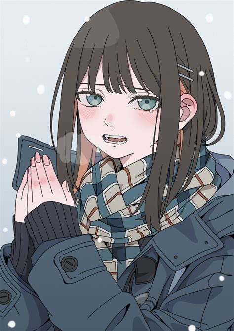 Safebooru 1girl Black Sweater Blush Breath Brown Hair Commentary