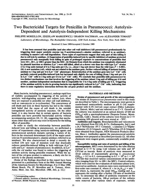 Two Bactericidal Targets For Penicillin In Pneumococci Autolysis