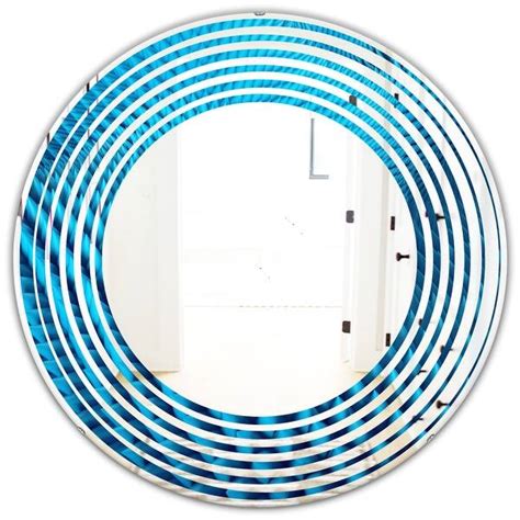 Designart Abstract Blue Wavy Ii Printed Modern Round Or Oval Wall
