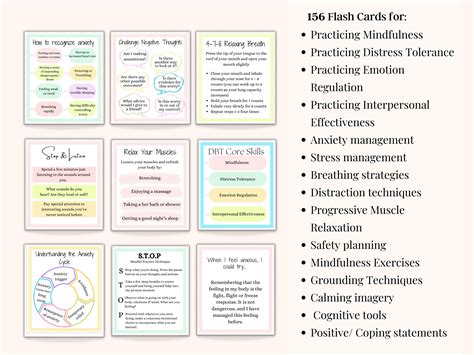 Dbt Skills Cards Dbt Coping Skills Flash Cards Anxiety Etsy