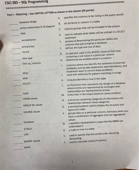 solved csci 285 sql programming d f g h l part i