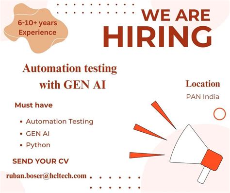Ruban Bose On Linkedin Role Automation Testing With Gen Ai Experience 6 To 10 Years