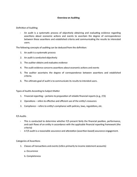 Overview On Auditing Overview On Auditing Definition Of Auditing An