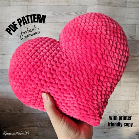Crochet Heart Pillow Pattern Etsy