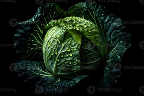 Cabbage On A Black Background Neural Network Stock Photo At Vecteezy