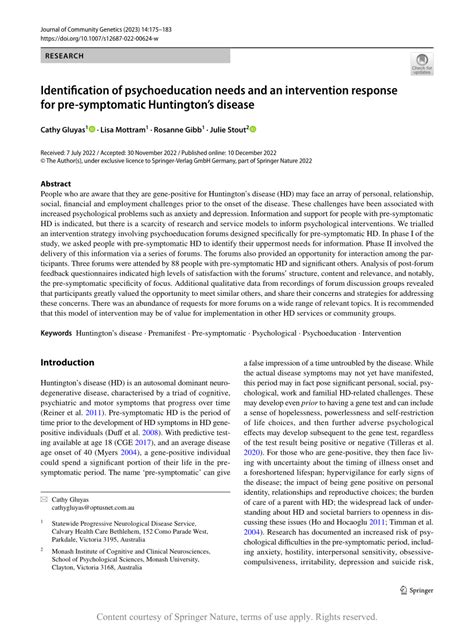 Identification Of Psychoeducation Needs And An Intervention Response