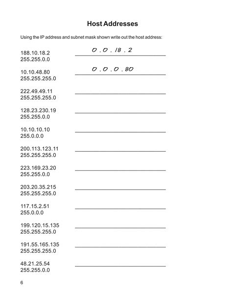 Ip Addressing Worksheets Pdf