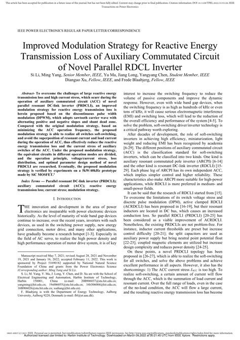 PDF Improved Modulation Strategy For Reactive Energy Transmission Loss Of Auxiliary Commutated