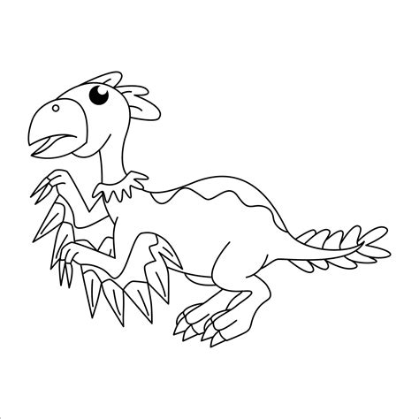 Cute Dino Archeopteryx Outline Illustration 43184759 Vector Art At Vecteezy