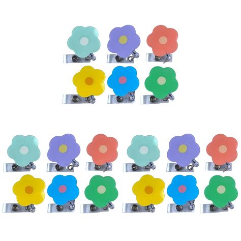 18 Pcs Multi Function Badge Holders Portable Badge Clips Flower Shaped