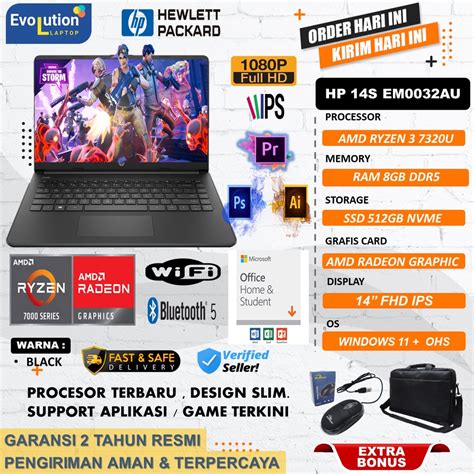 Jual Laptop Gaming Hp S Em Au Amd Ryzen U Ram Gb Ssd Gb Fhd Ips Ohs Black