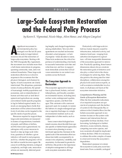 pdf large scale ecosystem restoration and the federal policy process