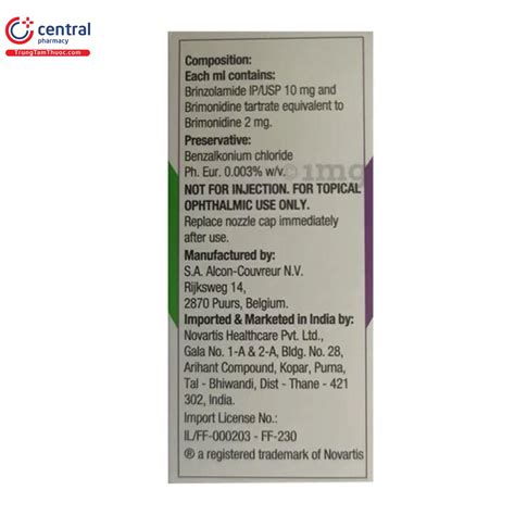 Thuốc Nhỏ Mắt Simbrinza 5ml Thuốc điều Trị Giảm áp Lực Nội Nhãn