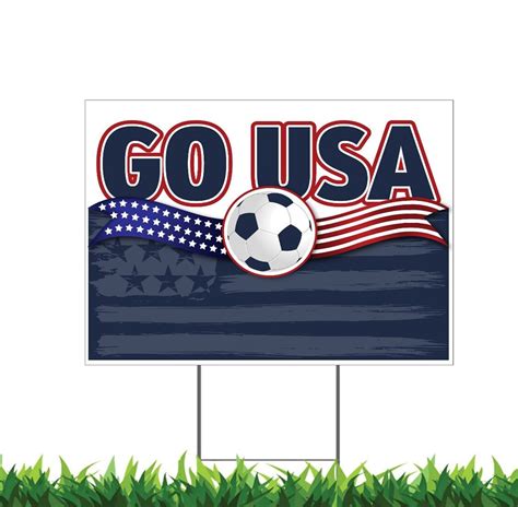 Usa Soccer Yard Sign Go Usa Double Sided Print With Metal Stake Etsy