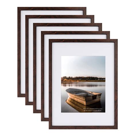 Scholartree 12 X 16 5 In 1 Wood Picture Frames Set 12x16 Matted To 8 5x11 Wall Frames Brown