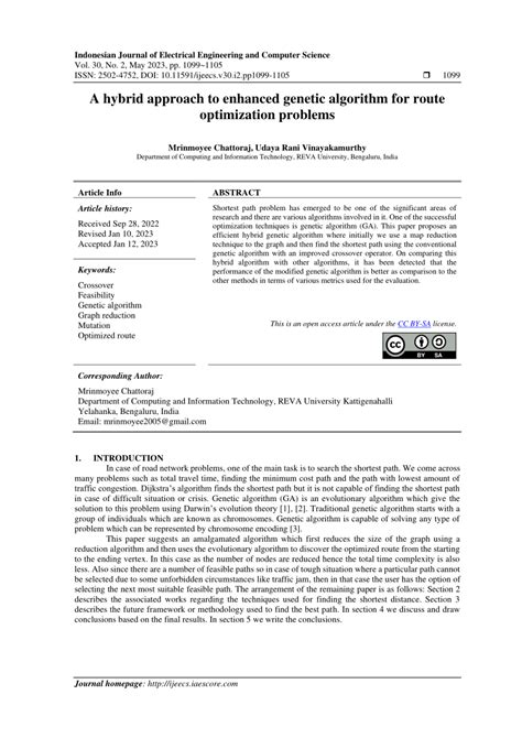 pdf a hybrid approach to enhanced genetic algorithm for route