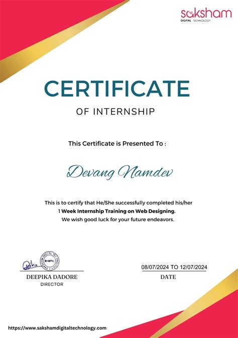 Devang Namdev On Linkedin Webdesign Internship