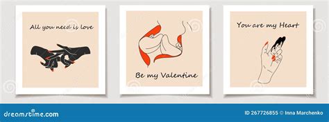 Set Of Valentine S Day Cards Set Of Three Sexual Gesture Stock Vector