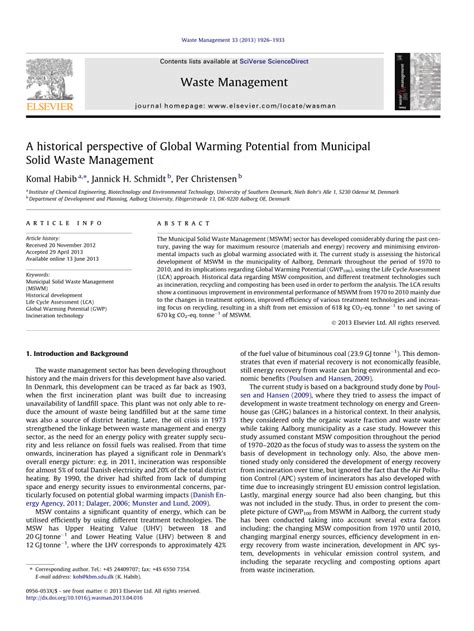 Pdf A Historical Perspective Of Global Warming Potential From