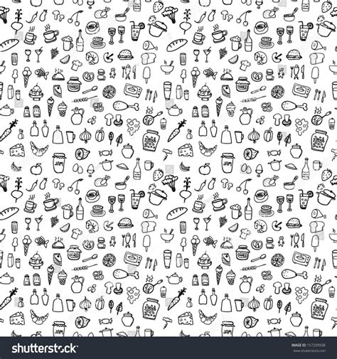 Food Icons Seamless Pattern Stock Vector Royalty Free 157209938 Shutterstock
