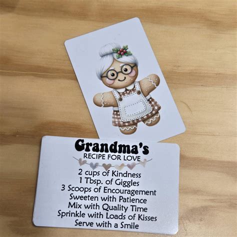 Grandmas Recipe For Love Card Business Card Etsy