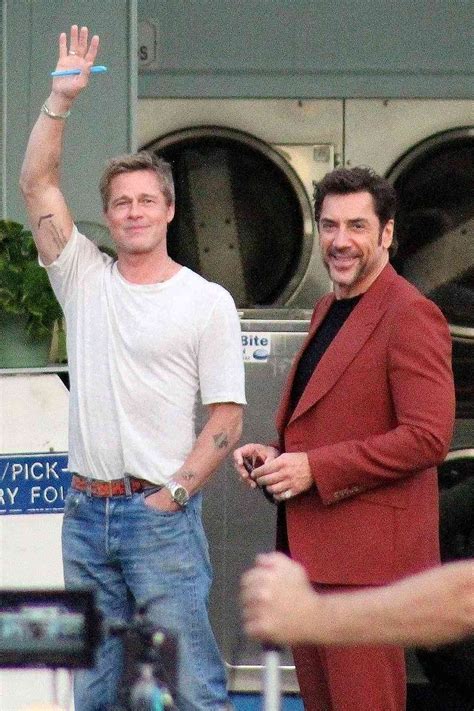 Brad Pitt And Javier Bardem Show Off Sleek Style While On Set Of Their