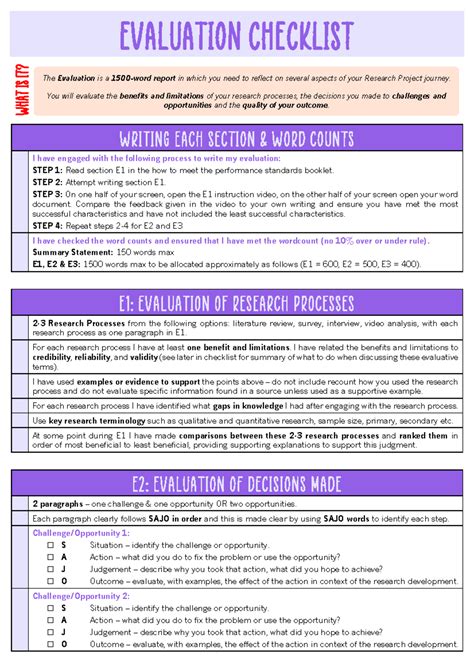 Evaluation Checklist Report Evaluation Checklist Writing Each Section And Word Counts I Have