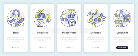 Workflow Key Elements Onboarding Mobile App Screen Stock Illustration