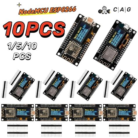 1 10pc Nodemcu Esp8266 Development Board With 0 96 Inch Oled Display