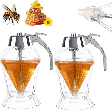 Taotanxi Honey Dispenser No Drip With Stand Honey Jars 180ml Maple