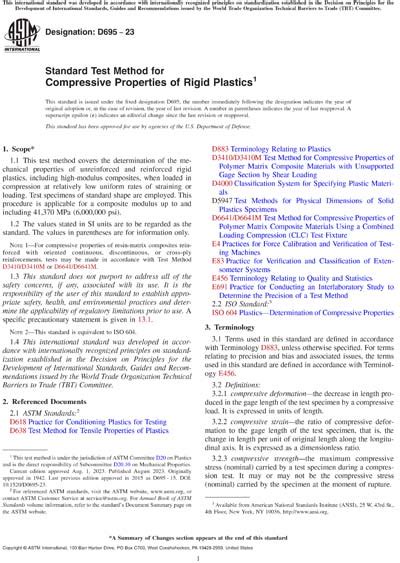 Astm D Standard Test Method For Compressive Properties Of Rigid Plastics