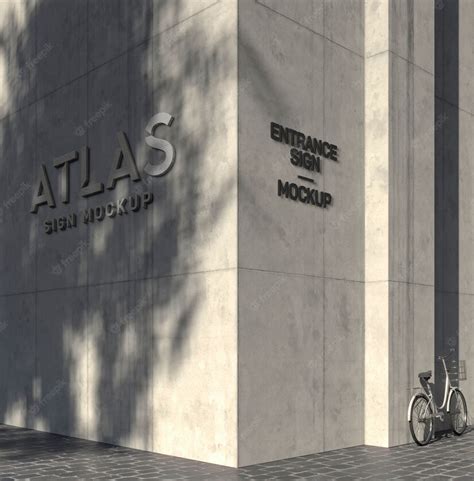 콘크리트 벽 로고 모형 프리미엄 Psd 파일