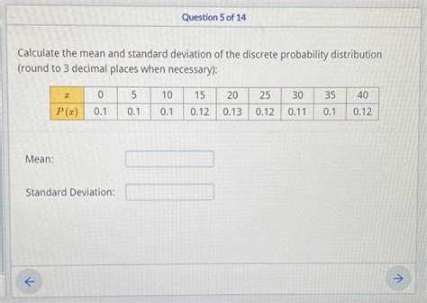 Solved Calculate The Mean And Standard Deviation Of The Chegg