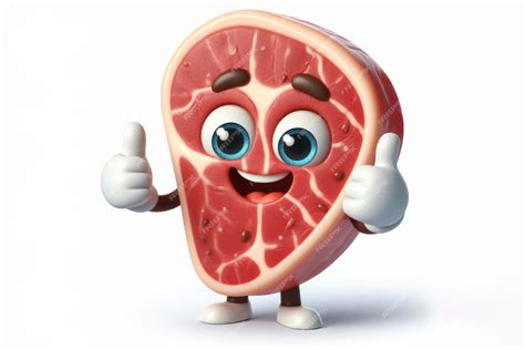 Premium Photo Little Cute Happy Steak 3d Character With Bulging Eyes