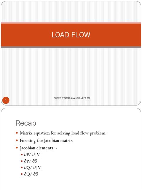 Formation And Solution Of The Jacobian Matrix For The Newton Raphson Load Flow Method Pdf