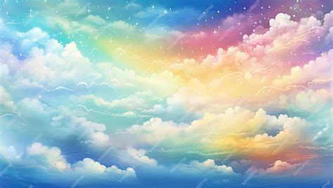premium photo rainbow sky wallpaper with clouds and stars in the