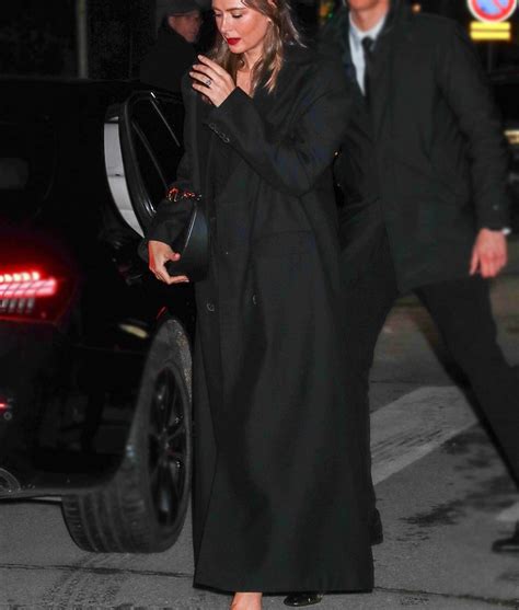 Maria Sharapova Fashion Week Long Black Coat Boss Jackets