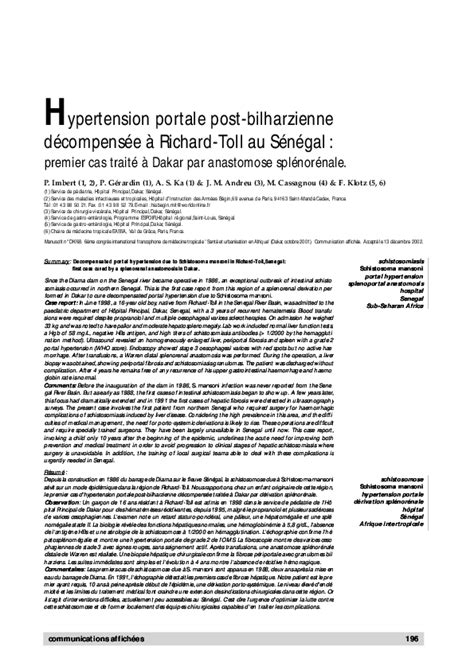 Pdf Decompensated Portal Hypertension Due To Schistosoma Mansoni In