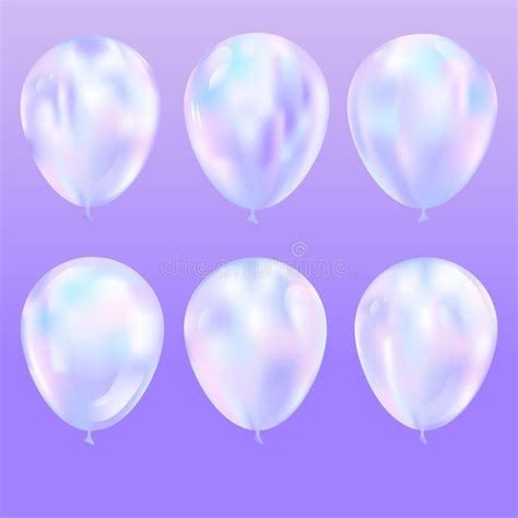 Realistic Glossy Gldlgraphic Ballons Set Vector Illustration Elements