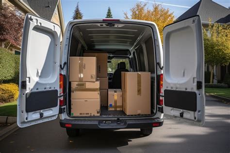 Premium Ai Image Moving Van With Boxes Inside