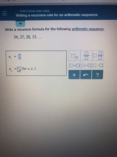 Solved Functions And Lines Writing A Recursive Rule For An