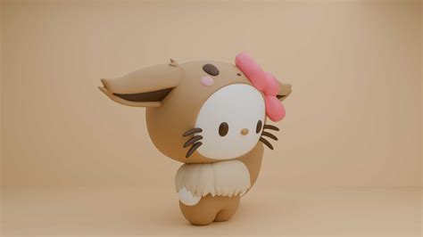 👋 Hello Kitty Sanrio Eevee Pokemon・archivo Stl Para Impresión 3d・cults