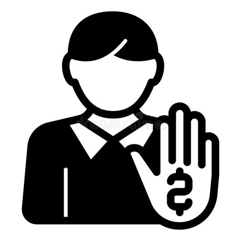 Manager Man With Stop Hand Solid Icon World Sanctions Concept Vector Graphics Stock Vector