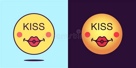 Emoji Face Icon With Phrase Kiss Emoticon With Lips And Text Kiss Stock Vector Illustration