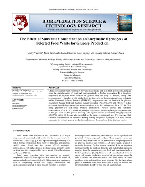 Pdf The Effect Of Substrate Concentration On Enzymatic Hydrolysis Of